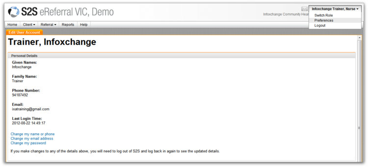 Change Personal Details | S2S Userguide